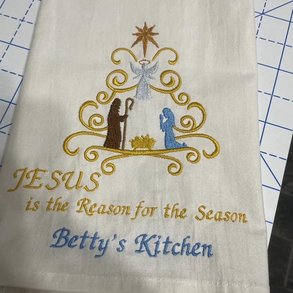 Nativity Christmas Tree Embroidery Design, Angel Star Jesus Religious ...