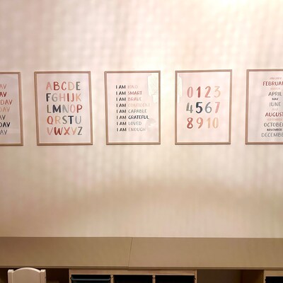 Rainbow Wall Art Set of 3 Prints Rainbow Alphabet Numbers and Days of ...