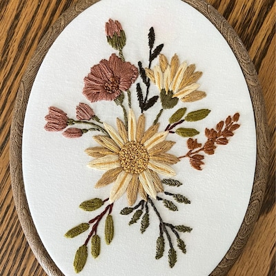 Chamomile Wreath Embroidery Pattern, Floral Beginner Embroidery PDF ...