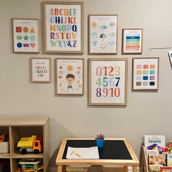 30 Body Parts Cards, Montessori Flashcards, Pre-school Cards, Rainbow ...