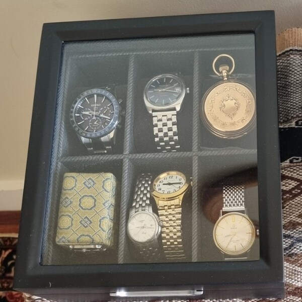 Modern 2x3 Black Finish Watch Box With Custom Aluminum Handle 6-slot ...