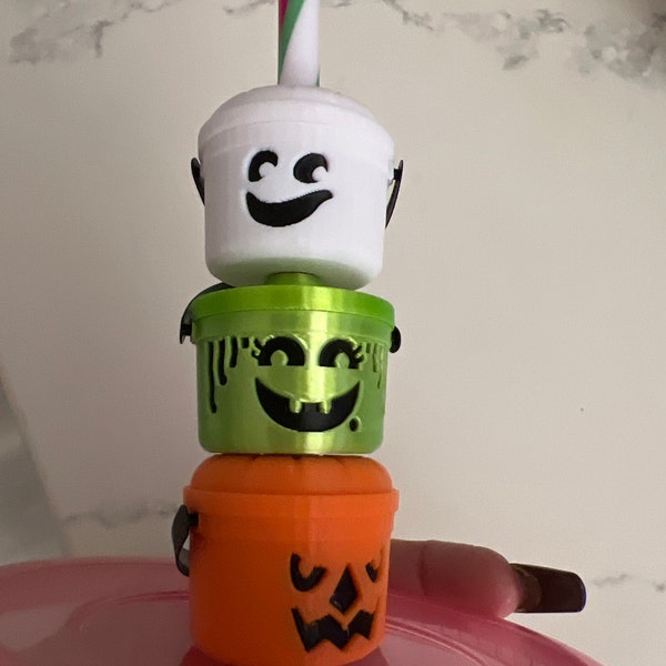Straw Toppers Halloween Buckets With New Purple Vampire, Mummy ...