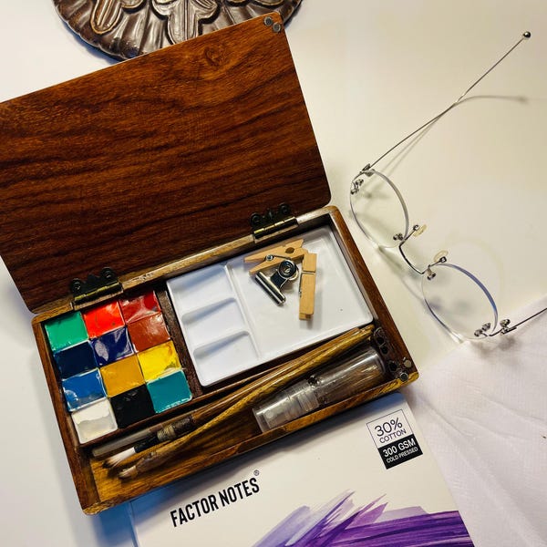 Handmade Wooden Pocket Gouache Paint Box - Etsy