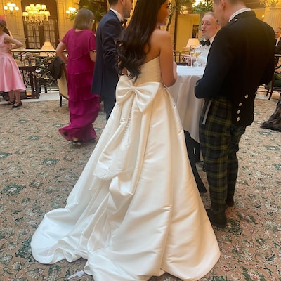 Ivory Satin Detachable Train, Bridal Train With Big Bow, Train With ...