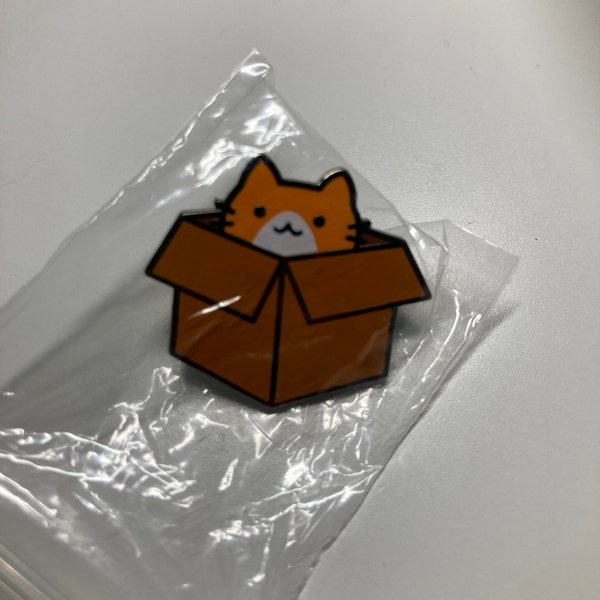 Box Cat - Hard Enamel Pin - Cute Lapel Pin Gift Stocking Stuffer - Etsy