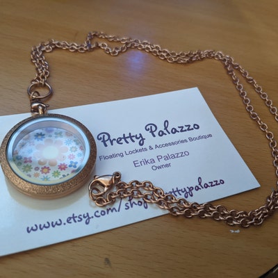 Large 30mm Rose Gold Floating Locket With Sparkle/twist Face-stainless ...