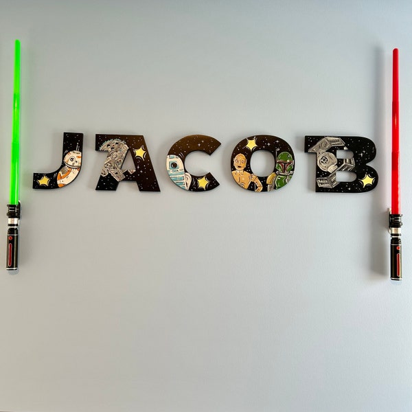 Star Jedi Space Wars Painted Letters, Black Star Jedi Painted Letters ...