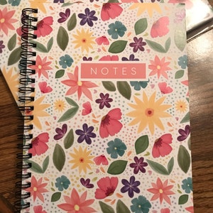 Floral Notebook, Boho Notebook, College Ruled Notebook, Spiral Bound ...