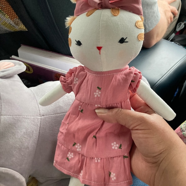 Cute Cat Doll, Kitty Doll With Yellow Sundress, Soft Doll Nature Linen ...