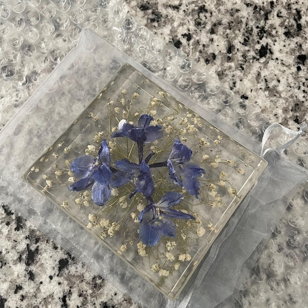 Wedding Invitation Art With Preserved Bouquet in Resin, Wedding Flower ...