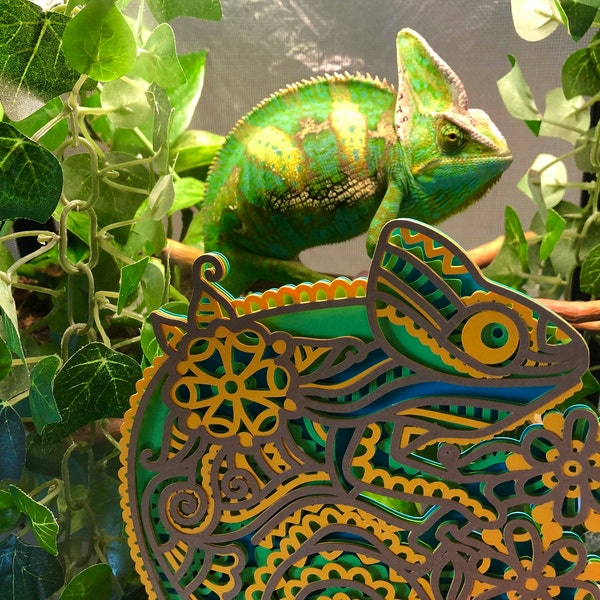 Chameleon SVG, Multilayer Mandala Animal, Cricut&glowforge, CNC ...