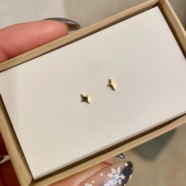 Tiny Sparkle Star Earrings - Small Stud Earrings - Dainty Simple ...