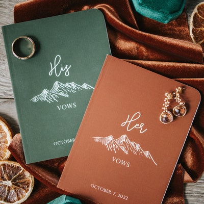 Wedding Vow Books Set of 2. Customized Wedding Vows Keepsake. Wedding ...