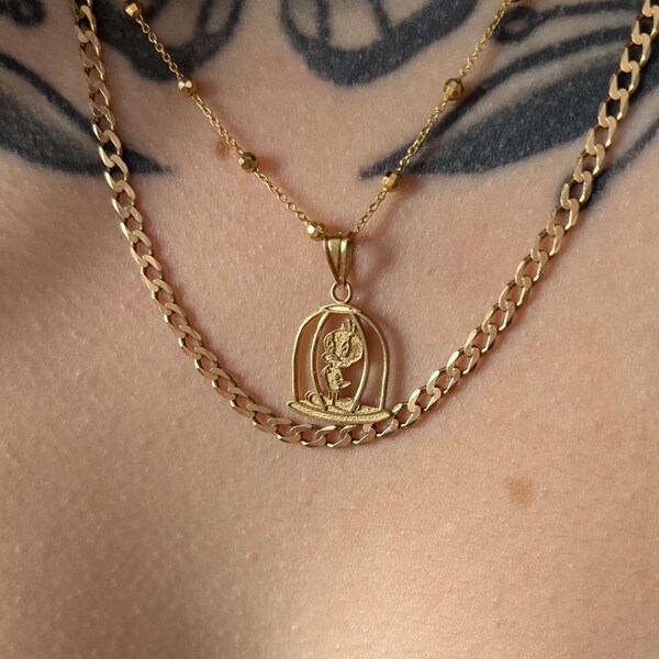 Double Cuban Link Chain 14K Yellow Real Gold 3mm 3.7mm 4.5mm Thick ...