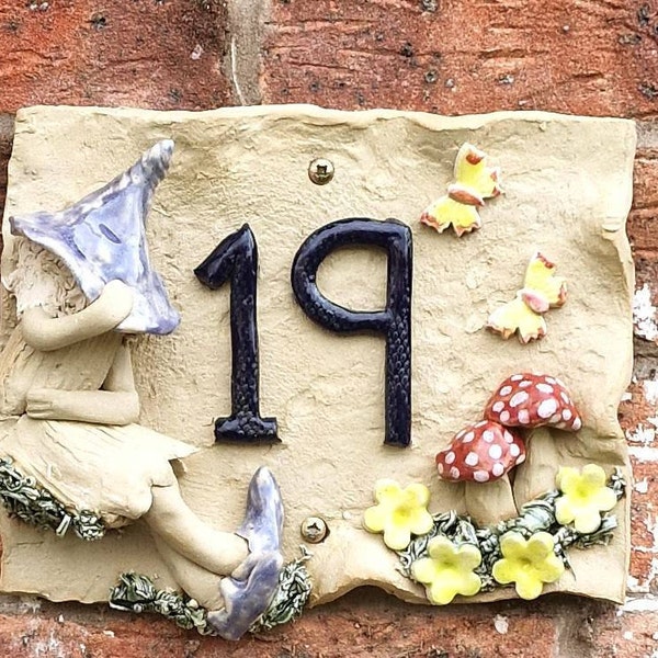 House Number Plaque, Custom Made, Cat Design Ceramic Door Numbers ...