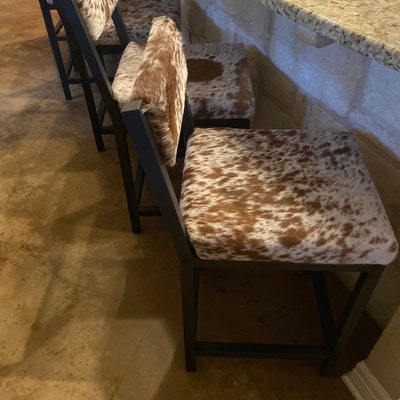 Cowhide Bar Stool Cowhide Counter Stool With Backs FPBK - Etsy