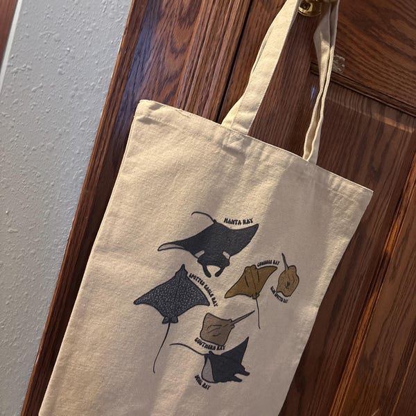 Color Stingray Tote Bag, Manta Ray Tote, Ocean Tote Bag, Stingray Tote ...