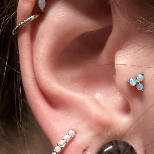 Tiny Carnation january Threadless Flat Back Earrings, 20,18,16ga, 5 ...