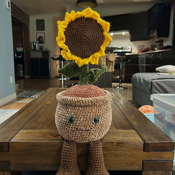 Crochet Sunflower in a Pot PATTERN | Amigurumi | Crochet Pattern for a ...