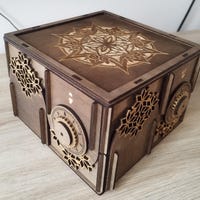 Wooden Safe Box Laser Cut Vector File, Gift Box Like Safe SVG File for ...