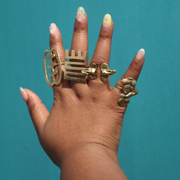 5 Brass Rings,wholesale Brass Rings,statement Rings,adjustable Brass ...