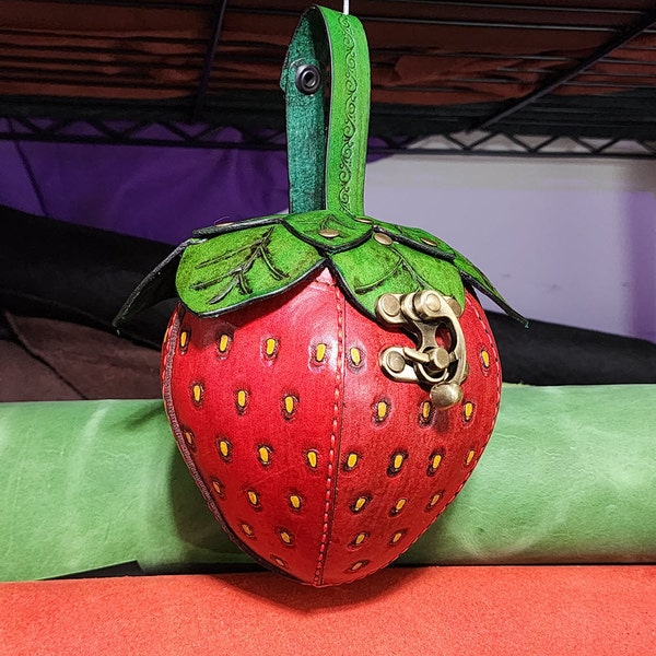 Digital Leather Strawberry Bag PATTERN - Nature Set - Etsy