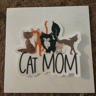 Cat Mom Sticker, Clear Cats Label, Animal Lover Decal, Kindle Sticker ...