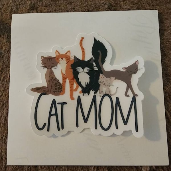 Cat Mom Sticker, Clear Cats Label, Animal Lover Decal, Kindle Sticker ...
