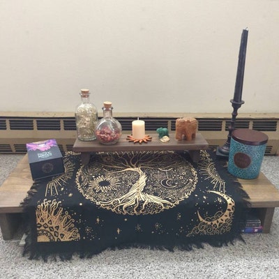 Size XL: 2 Altar Set With Altar Cloth, Spiritual, Meditation, Wood ...
