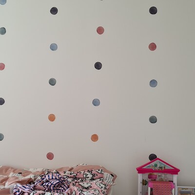 Boho Watercolour Polka Dot Wall Stickers for Kids Bedroom, Nursery ...