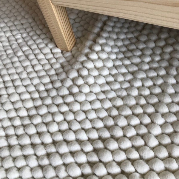 The Indoor Store - Hand Knitted Chunky Wool Loops Area Rug, Ivory/off ...