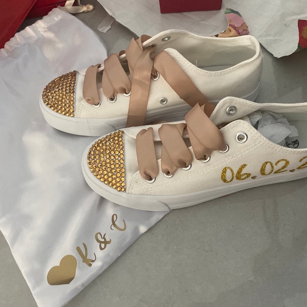 Personalized Wedding Sneakers Set: Bride & Groom Matching Party Shoes ...