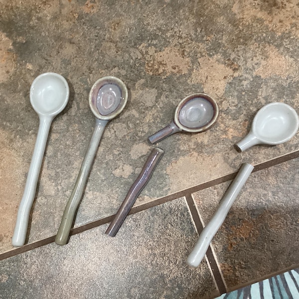 Small Ceramic Spoons --- Coarse Pottery Spoon,kitchen Decor, Coffee ...