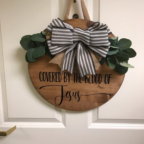 Front Door Hanger, Front Door Wreath, Christian Door Hanger, Covered by ...