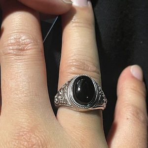 Victorian Style Floral Pinky Ring, Flower Cross Mens Ring in Sterling ...
