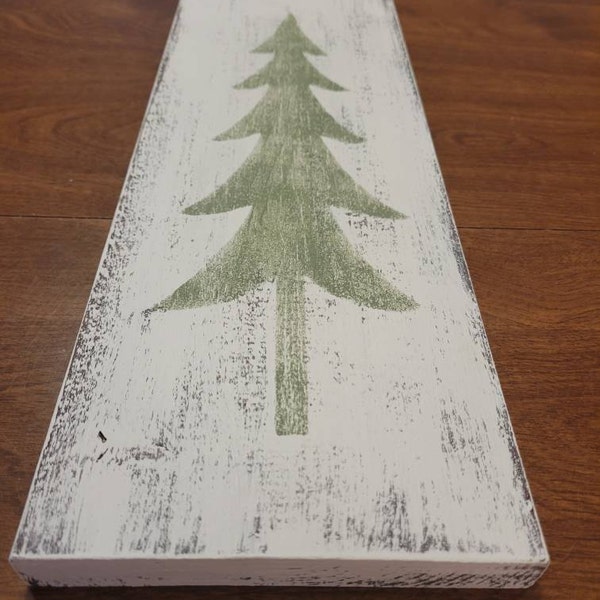 Rustic Farmhouse Christmas Tree Sign, Vintage Style Wood Sign ...