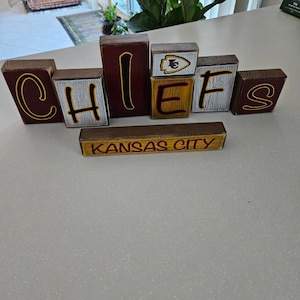 Kansas City Chiefs Square Wood Sign- 4 1/2” X 4 1/2” X3/4” Shelf-sitter ...