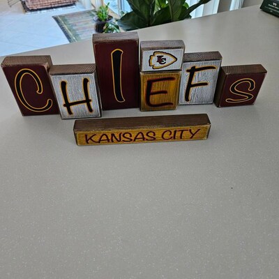 Kansas City Chiefs Square Wood Sign 4 1/2 X 4 1/2 X3/4 Shelf-sitter ...