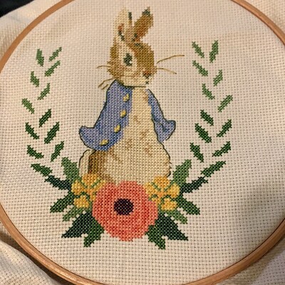 Beatrix Potter Birth Sampler Cross Stitch Pattern Peter Rabbit Wreath ...