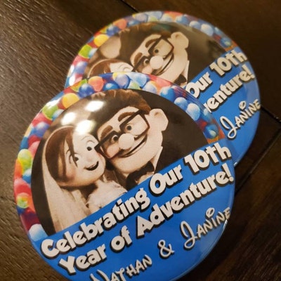 Carl and Ellie Anniversary Button-disney Anniversary Buttons-disney ...