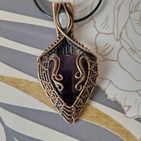Clear Quartz Healing Crystal Pendant Copper Wire Wrapped Pendant Clear ...