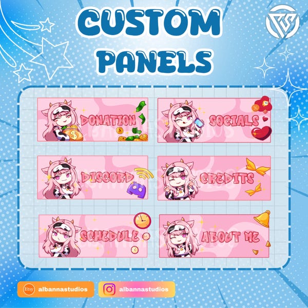 Custom Twitch Panels or Panel Twitch. Vtuber Panel, Pet Panel, Anime ...