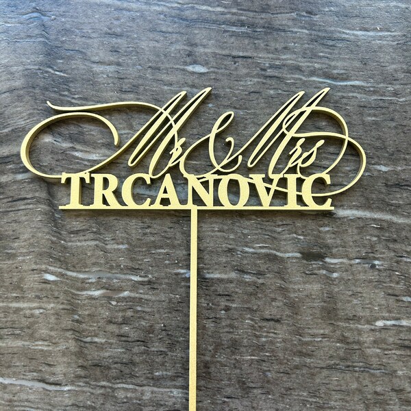 Custom Name Gold Wedding Cake Topper, Personalized Cake Topper, Custom ...