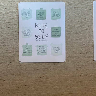 Note to Self Digital Mental Health Poster, Self Love, Self Care ...