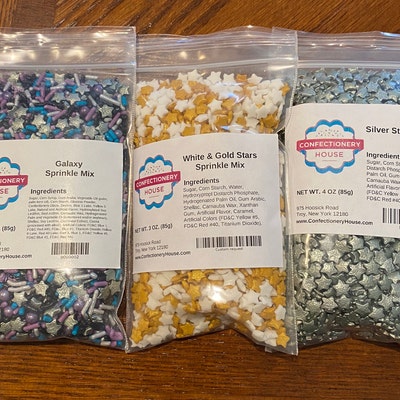 Gold and White Star Sprinkle Mix 3 Ounces Edible Sprinkles Baby Shower ...