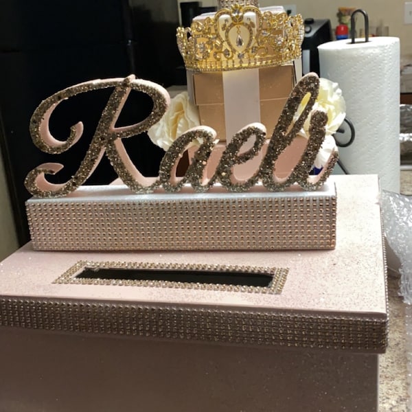 Sweet 16 15 Quince Card Box! GORGEOUS!! Rhinestone Tiara, Roses, and ...