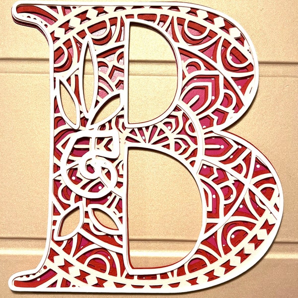 Layered Floral Alphabet 3D Mandala SVG DXF for Cricut Laser Cut ...