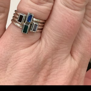 Set of 4 Birthstone Rings Birthstone Stacking Ring in Sterling Silver ...
