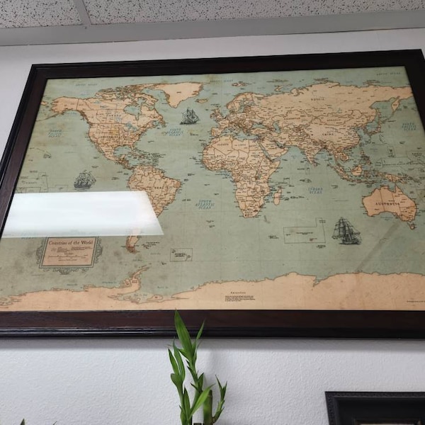 World Map - Rustic Style | Uncustomized | Old Style Wall Map | Map ...