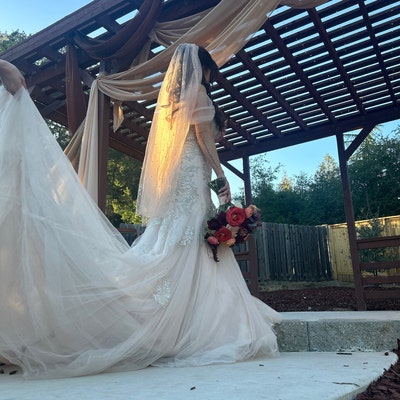 Dusty Pink Blush Bridal Veil Rose Minimalist Wedding Veil, Lightweight ...